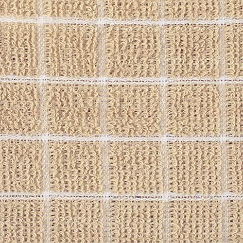 DII Basic Terry Collection Windowpane Dishcloth Set, 12x12, Pebble, 6 Piece
