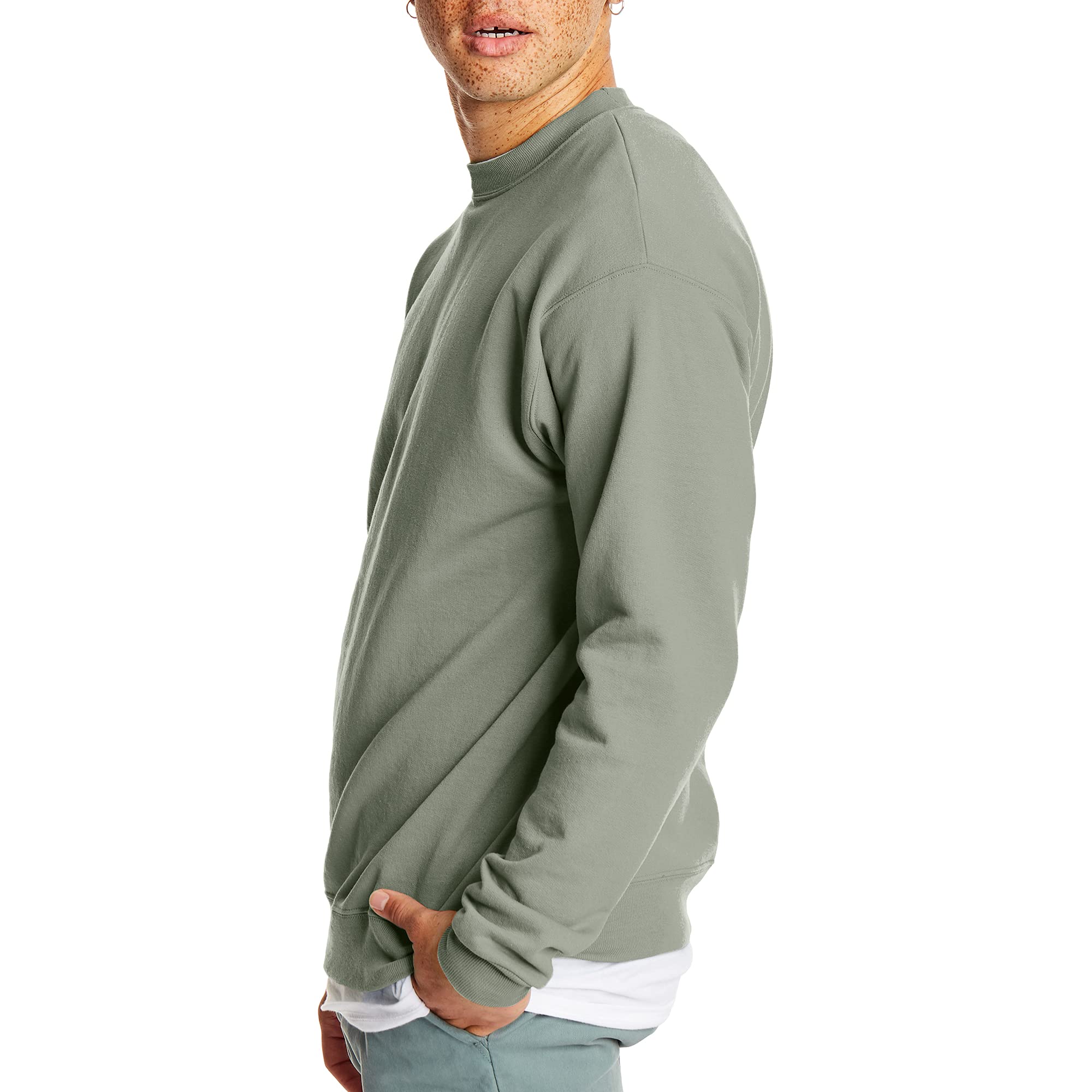 Hanes mens Ecosmart Sweatshirt, Stonewashed Green, X-Large US