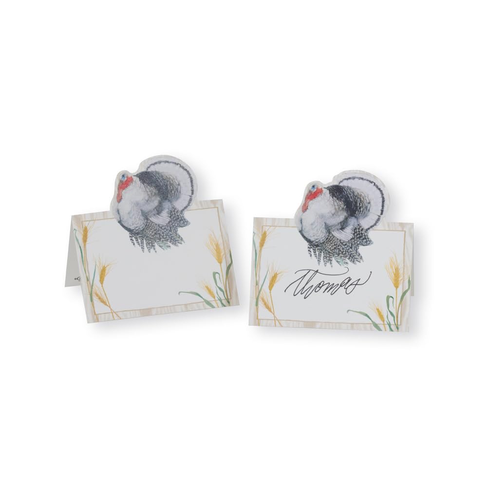 Homestead Turkey Taupe Die-Cut Place Cards - 8 Per Package