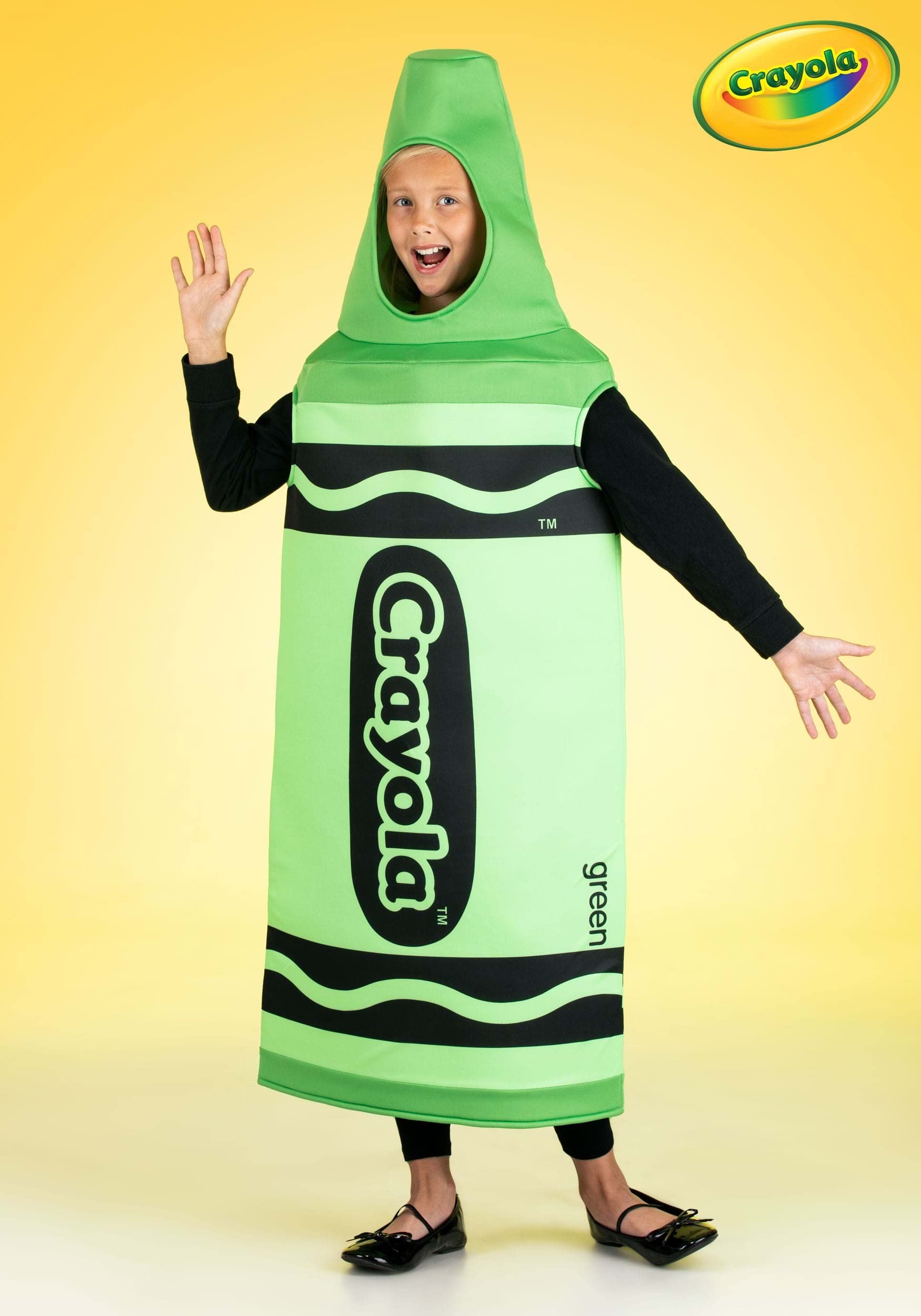 Green Crayola Crayon Kids Costume Pullover Tunic with Hood, Foam Backed