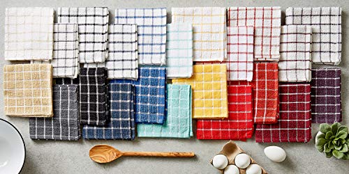 DII Basic Terry Collection Windowpane Dishcloth Set, 12x12, Pebble, 6 Piece