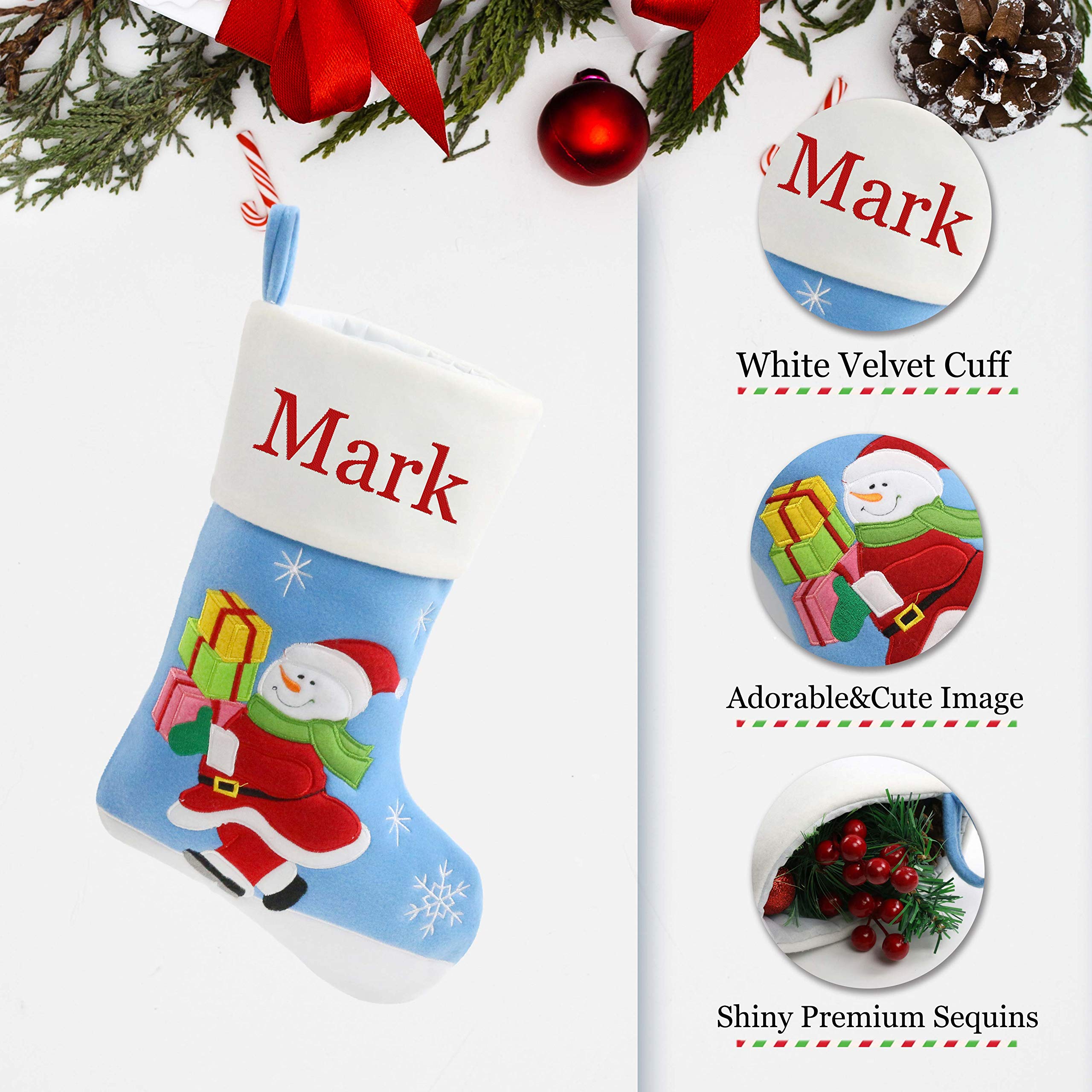 18'' Personalized Customization Christmas Stockings, Embroidery Technology, Christmas Home Decorations Gifts for Family, Free Standard Shipping Receiving within 14 Days (Snowman)