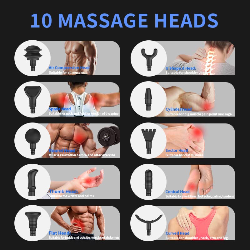 APHERMA Massage Gun, Muscle Massage Gun for Athletes Handheld Deep Tissue Massager Tool 30 Speed Levels 10 Heads