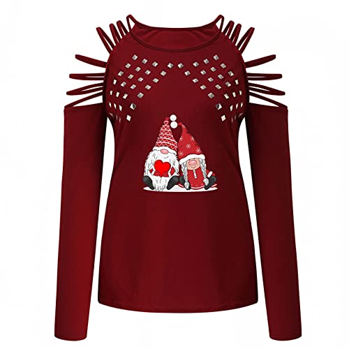 Women's Valentines Tops Happy New Year Cards Shirts Stocking Stuffers for Teens Novelty Item Finders Red