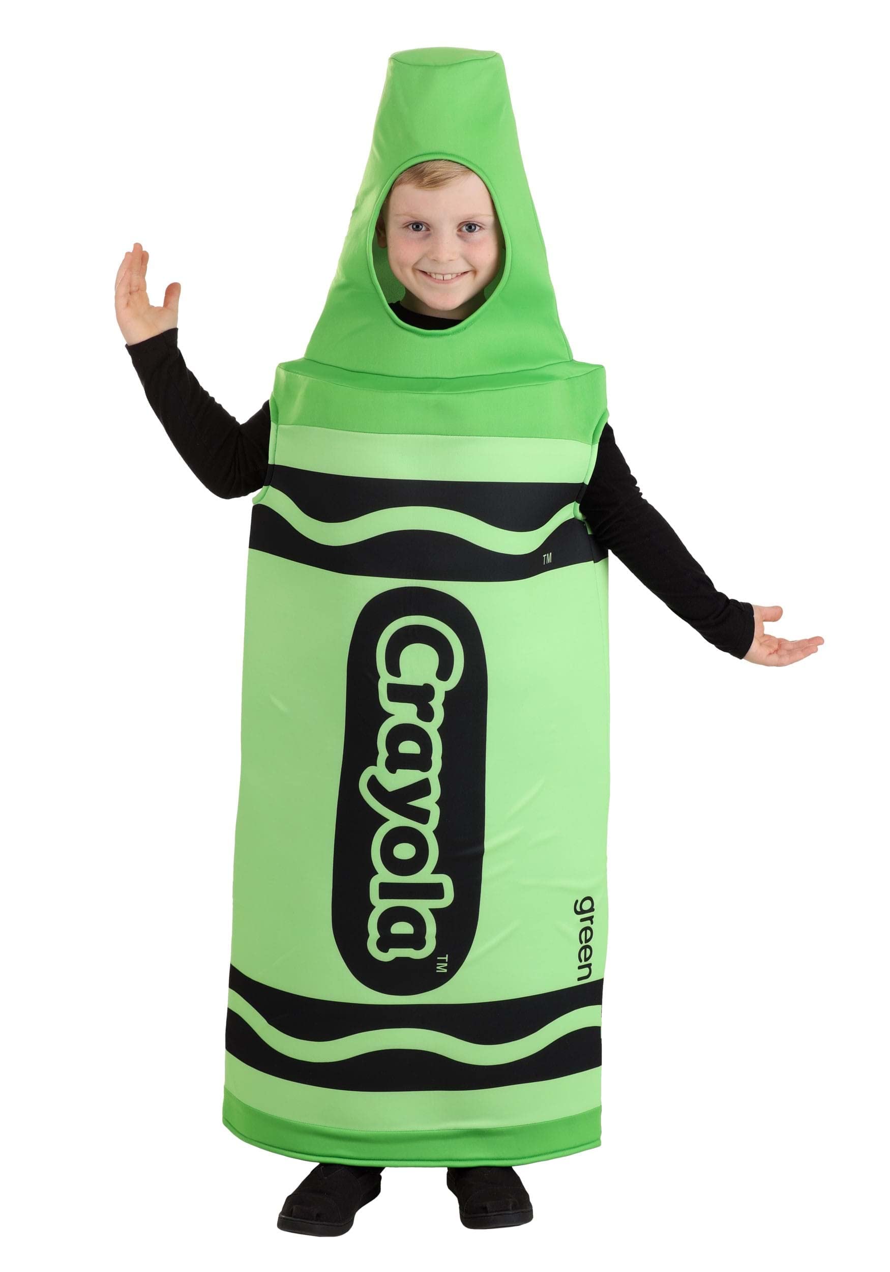 Green Crayola Crayon Kids Costume Pullover Tunic with Hood, Foam Backed