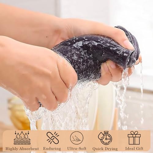 DishCloths Kitchen|Waffle Terry Check Weave Hand Towels|Cotton 12x12 Reusable Dish Rags Washing Scrub Cleaning Dishes|Dish Bar Mop Towels Hand Wipes|Spring Easter Basket Decor|6 Pc Set-Grey