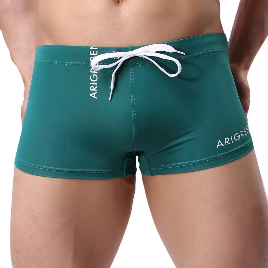 Bokeley Mens Swim Trunks, Swim Short Men Boxer Briefs Swimming Pants Swimwear (L, Green)