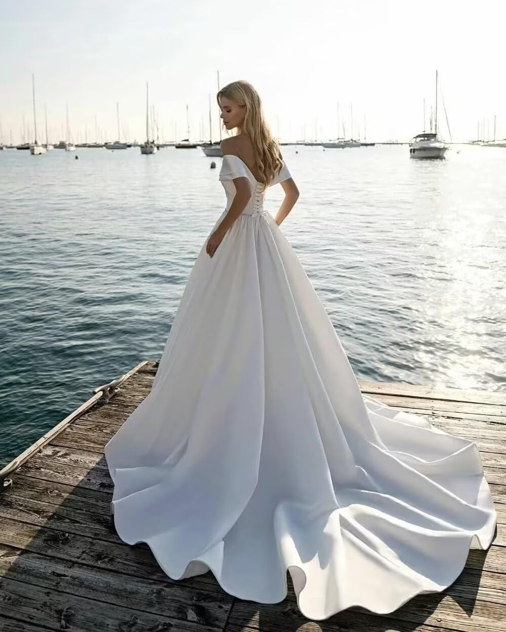Off Shoulder Satin Prom Dresses Ball Gown Plus Size Formal Dresses for Women Wedding Dress with Slit,Red Size 10