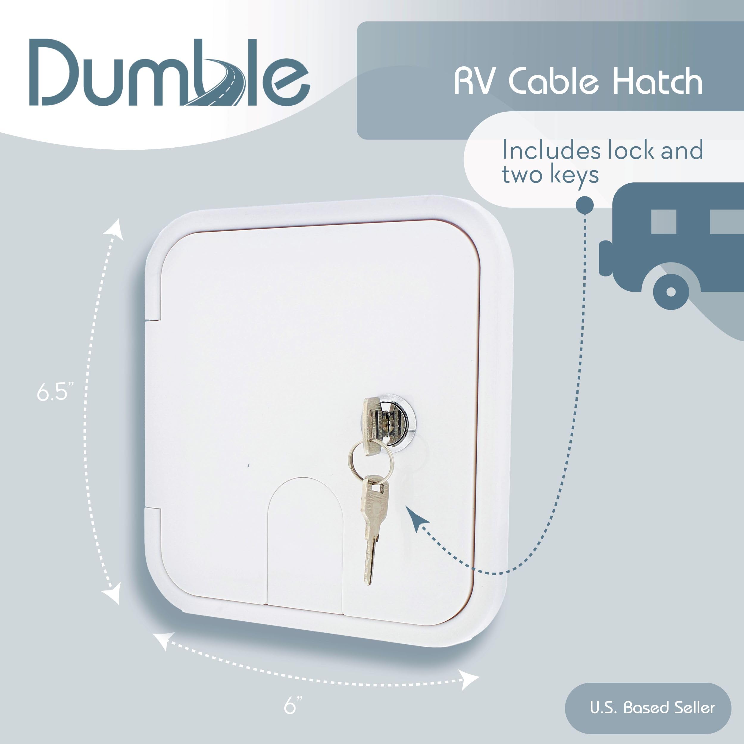 Dumble Low Profile Electric Cable Hatch RV Electric Cord β White RV Camper Electric Cord Cover, 6in x 6.5in Square
