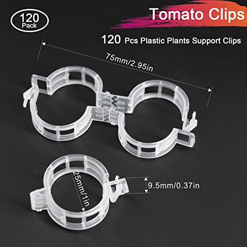 120 Pack Tomato Clips for String Plant Clips for Climbing Plants Supports Clips Garden Supplies Tomato Ties Plastic Tomato Plant Support Vegetables to Grow Upright Healthier