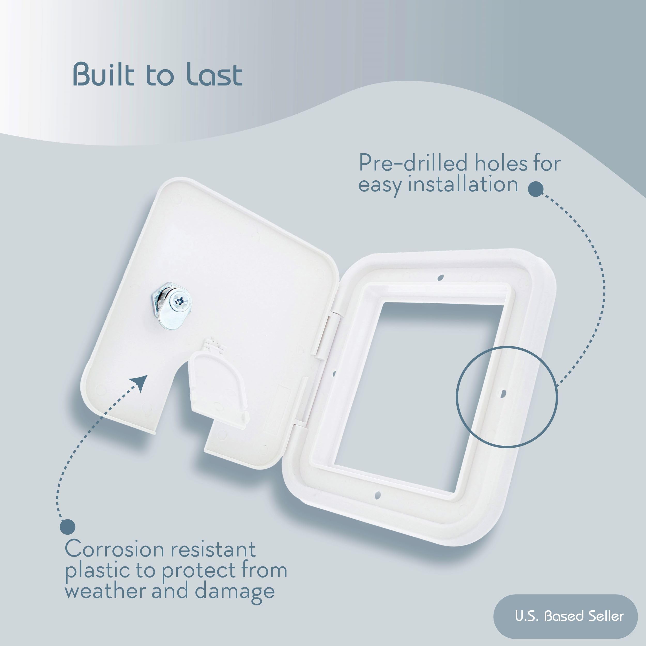 Dumble Low Profile Electric Cable Hatch RV Electric Cord β White RV Camper Electric Cord Cover, 6in x 6.5in Square