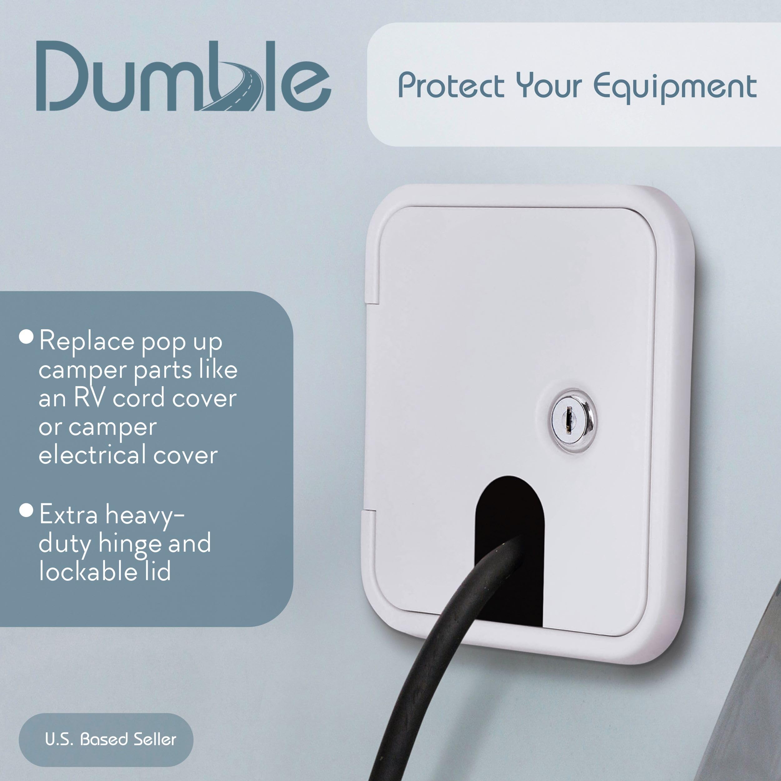 Dumble Low Profile Electric Cable Hatch RV Electric Cord β White RV Camper Electric Cord Cover, 6in x 6.5in Square