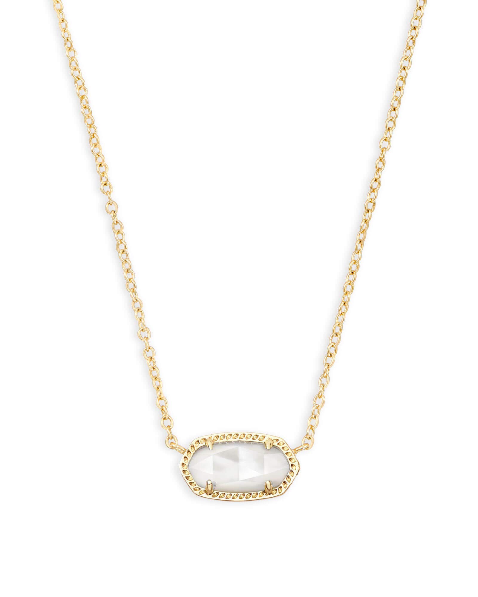 Kendra Scott Elisa Short Pendant Necklace for Women, Dainty Fashion Jewelry, 14k Gold-Plated, Ivory Mother of Pearl