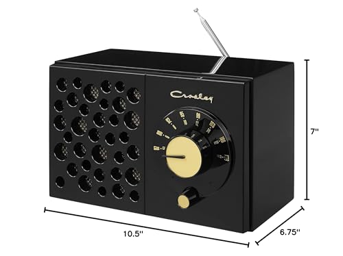 Crosley CR3042A-BK Maverick Portable AM/FM Radio with Bluetooth Receiver, Black