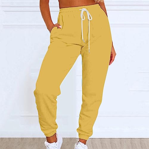 Womens Joggers Clothes Cotton Joggers with Pockets Comfy Sweats Elastic Waist Pants high Waisted Joggers Wide Leg Sweatpants Cotton Joggers Terry Sweatpants