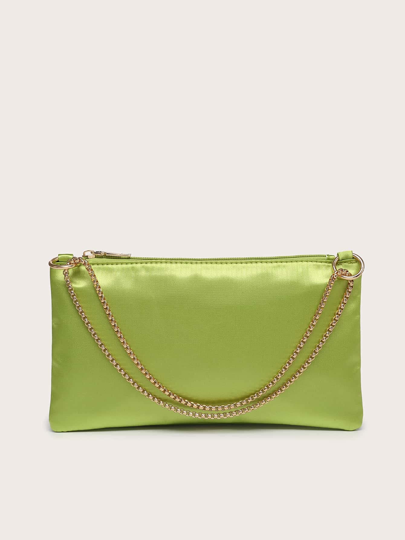 Verdusa Women's Satin Evening Handbag Shoulder Bag Purse Light Green one-size