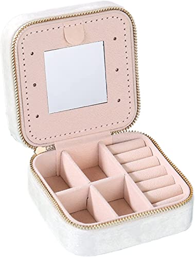 PHCOMRICH Travel Jewelry Box Organizer, Small Jewelry Box for Women, Earring Organizer, Birthday Gifts for Women, Christmas Gifts for Mom (White)