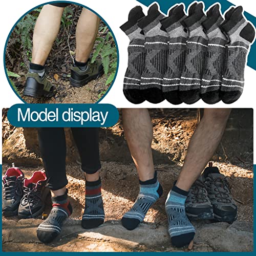 Merino Wool Ankle Hiking Socks Compression Warm Winter Thermal Thick Cushion No Show Running Moisture Wicking Socks Gifts Stocking Stuffers for Men Women 6 Pairs(Black,L)