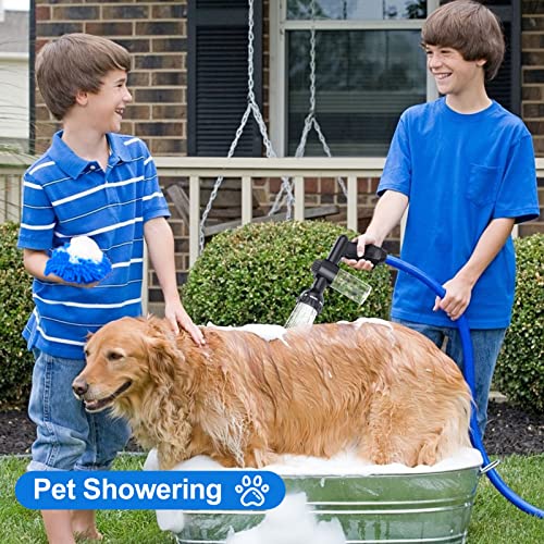 Garden Hose Nozzle, Yiebaels High Pressure Foam Sprayer 8 Spray Patterns with 3.5oz/100cc Soap Dispenser and Washing Mitt, Water Hose Soap Nozzle Sprayer for Watering Plants, Car Wash, Pet Showering