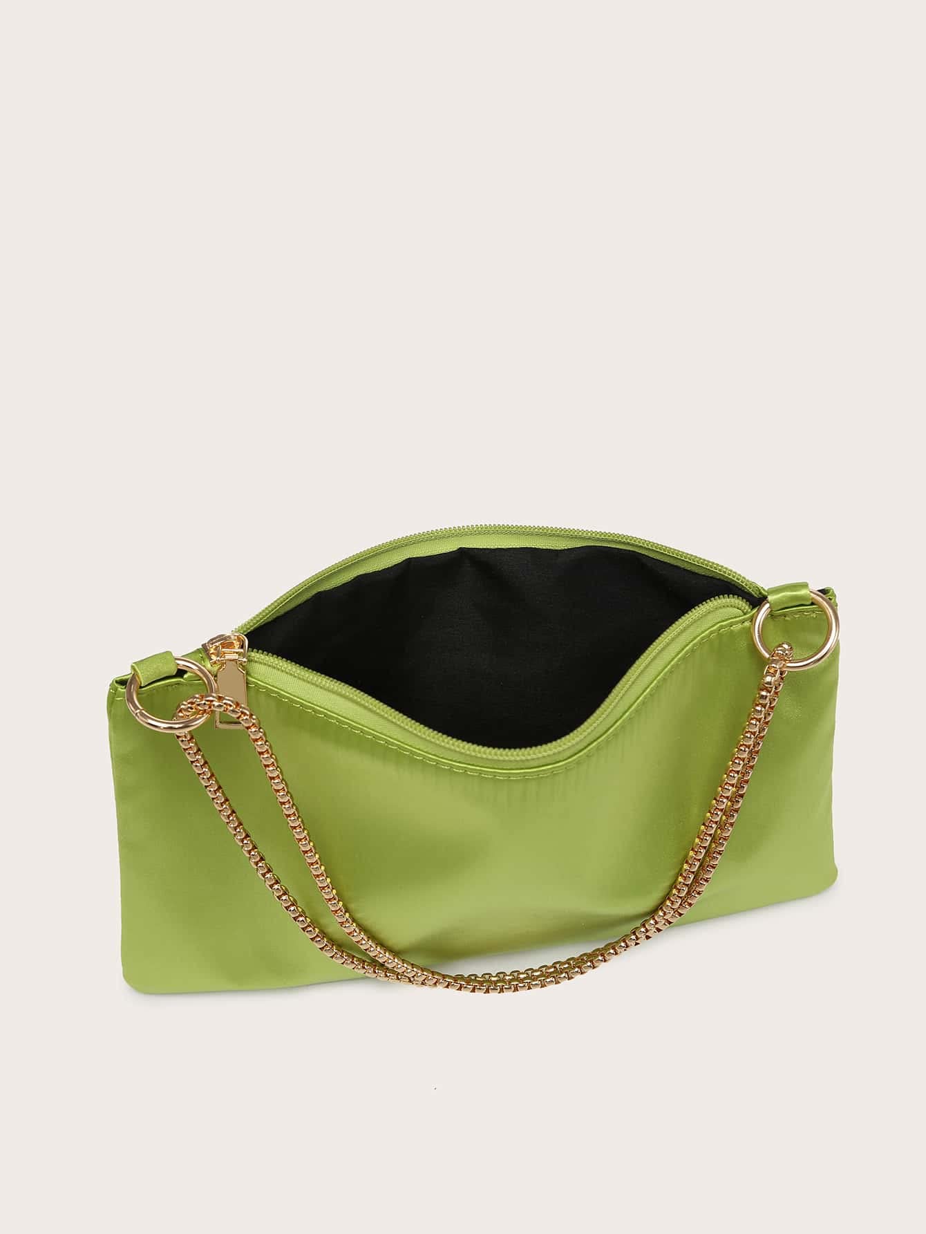 Verdusa Women's Satin Evening Handbag Shoulder Bag Purse Light Green one-size