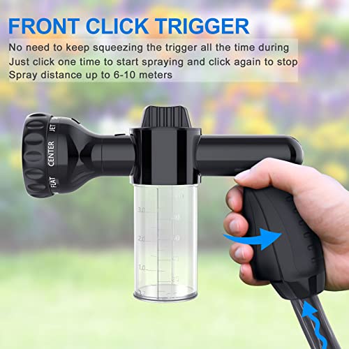 Garden Hose Nozzle, Yiebaels High Pressure Foam Sprayer 8 Spray Patterns with 3.5oz/100cc Soap Dispenser and Washing Mitt, Water Hose Soap Nozzle Sprayer for Watering Plants, Car Wash, Pet Showering