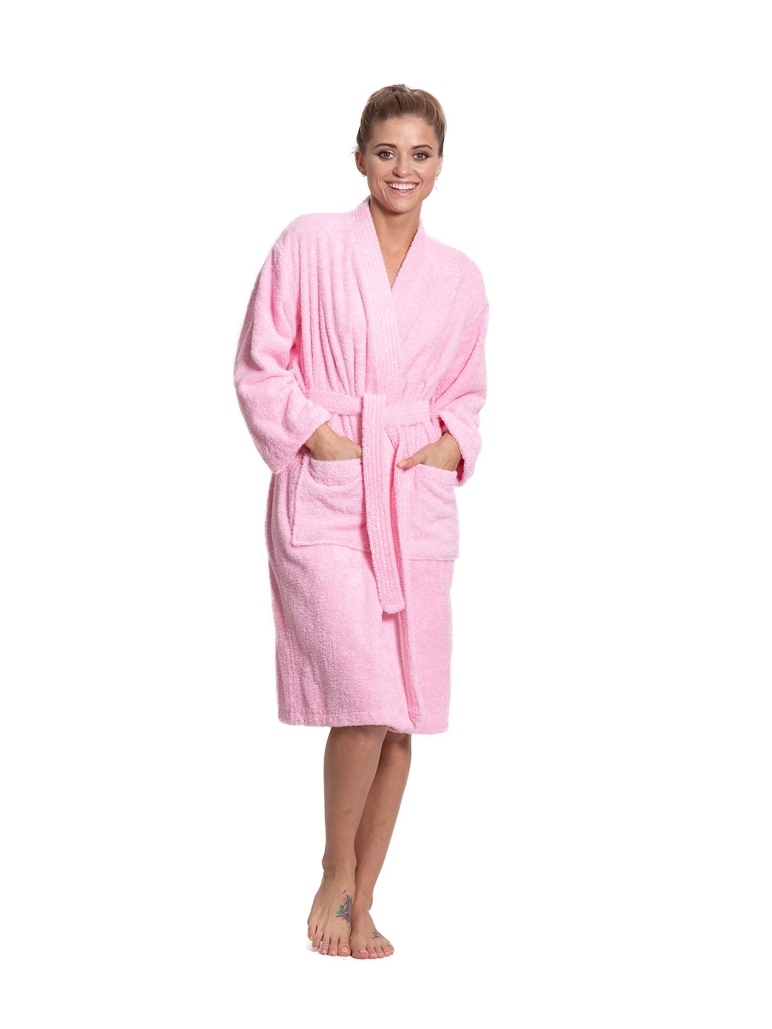 Turkuoise Soft & Absorbent Towel Robe, 100% Cotton Turkish Terry Cloth Kimono Bathrobes for Women Large