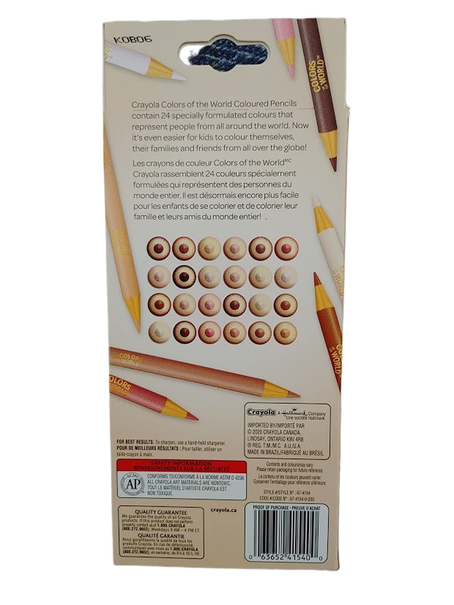 Crayola - Colors of the World Bundle - 24 Crayons + 24 Pencil Crayons + 48 pg Coloring Book - Great for kids of all ages.