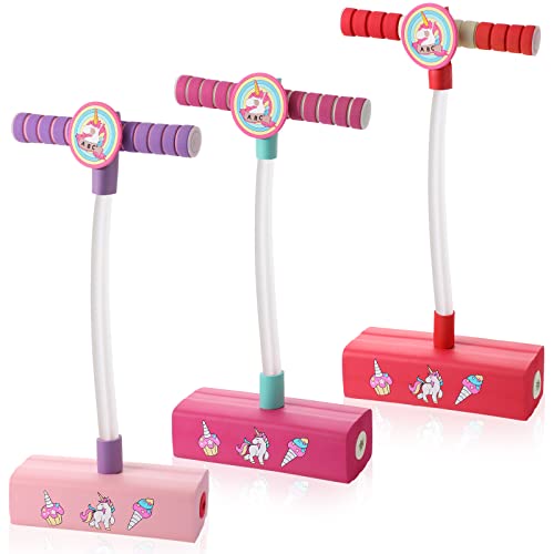 Leitee 3 Pcs Unicorn Gift Pogo Stick for Kids Toddlers, Fun and Safe Foam Pogo Jumper Toy Bouncy Pogo Hopper Party Favors Jumping Gift for Indoor and Outdoor Sports Birthday Party Stocking Stuffers