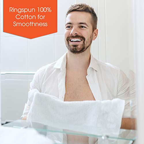 TALVANIA Washcloths Towels 24 Pack Super Absorbent Terry Towel 100% Ring Spun Cotton White Wash Cloth with Border Design Ideal for Face Wash Multi-Purpose Gym Spa Home Bath Towel 12"X12"
