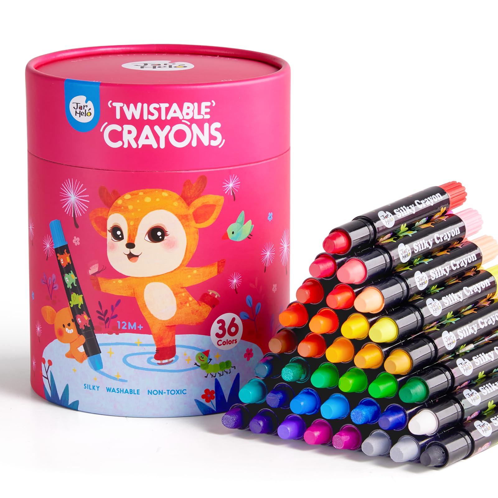 Jar Melo Jumbo Crayons for Toddlers, 36 Colors Twistable Crayons Non Toxic Washable Crayons, Easy to Hold Silky Large Crayons, Safe for Babies and Children, Gift for Boys and Girls Back to School