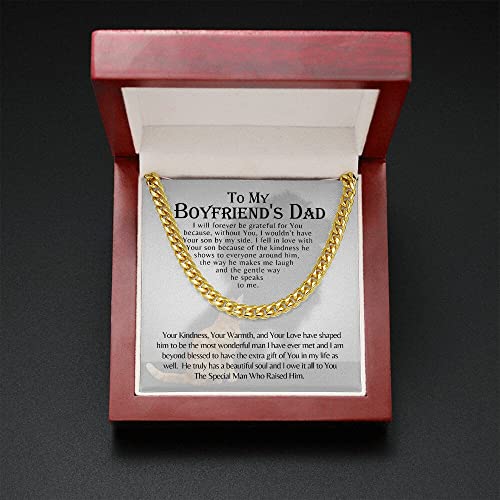 To My Boyfriends Dad Father Gift, Cuban link Chain, Necklace, for Christmas, Birthday, Just Because, Fathers Day, Present, Stocking Stuffer TBS0574
