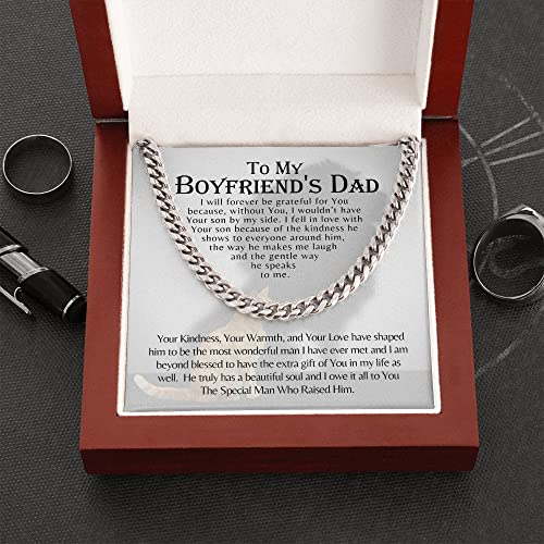 To My Boyfriends Dad Father Gift, Cuban link Chain, Necklace, for Christmas, Birthday, Just Because, Fathers Day, Present, Stocking Stuffer TBS0574