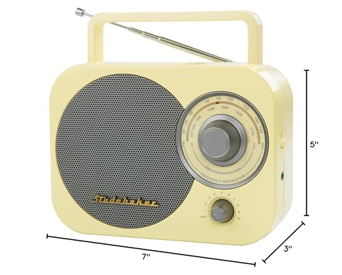 Studebaker Mellow Yellow Vintage Home Portable Retro AM/FM Radio with Headphone Jack - (Limited Edition)