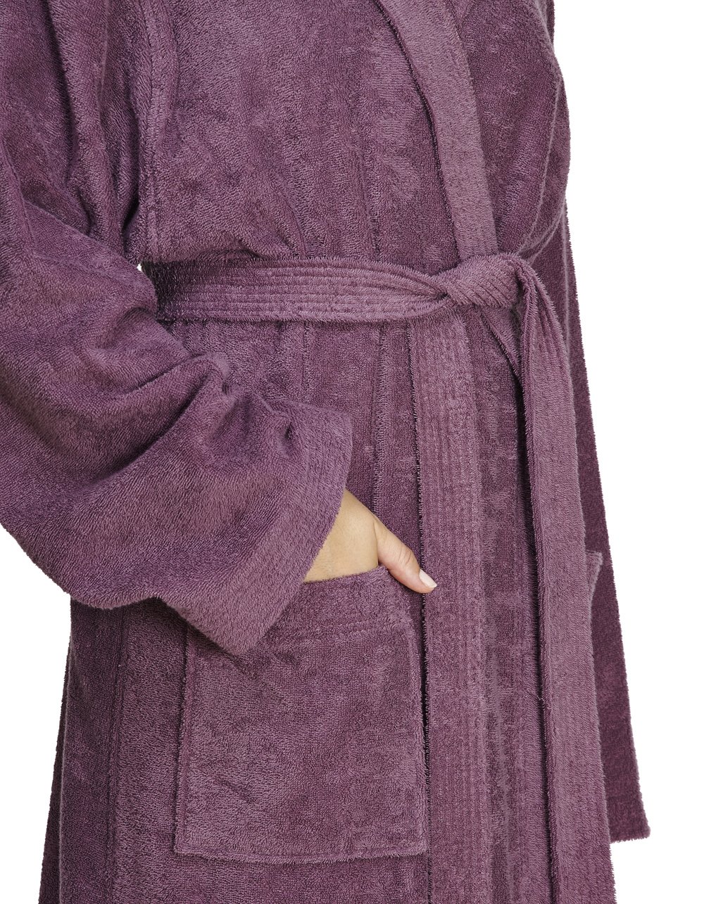 Arus Womens Pacific Long Style Full Length Robe Hooded Turkish Cotton Plum X-Large