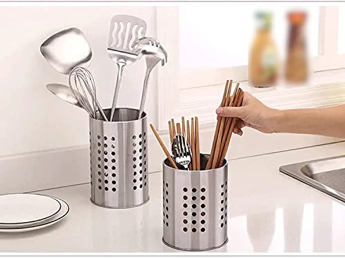 ceramic Utensil Caddy Creative Stainless Steel Cutlery Holder ,Drainer Rack Chopsticks Tube Kitchen Storage Box, Spoon Fork Cutlery Shelf Organizer Pen Holder chopstick holder (Size : Medium)