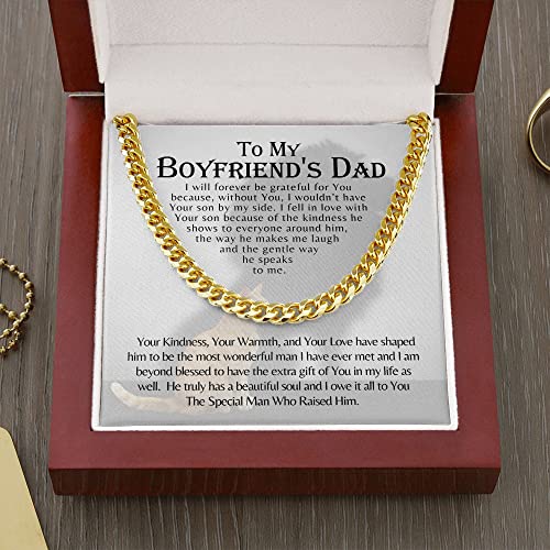 To My Boyfriends Dad Father Gift, Cuban link Chain, Necklace, for Christmas, Birthday, Just Because, Fathers Day, Present, Stocking Stuffer TBS0574