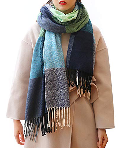 YSense Women's Long Plaid Blanket Scarf Chunky Oversized Winter Fall Warm Scarf Big Tartan Scarves Wrap Shawl Ladies Gifts
