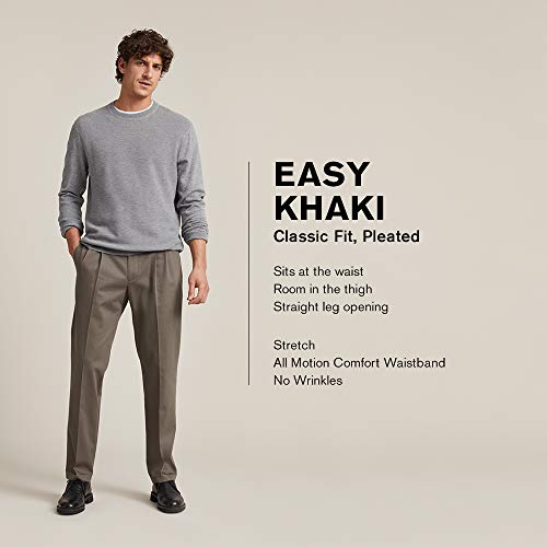 Dockers Men's Classic Fit Easy Khaki Pants-Pleated (Standard and Big & Tall), Cloud, 36W x 34L