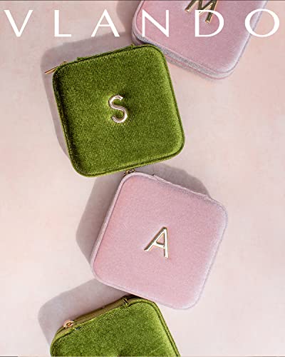 Vlando Travel Jewelry Case, Small Personalized Case, L Initial, Jewelry Organizer, Birthday Gift for Women Mom Grandma, Pink