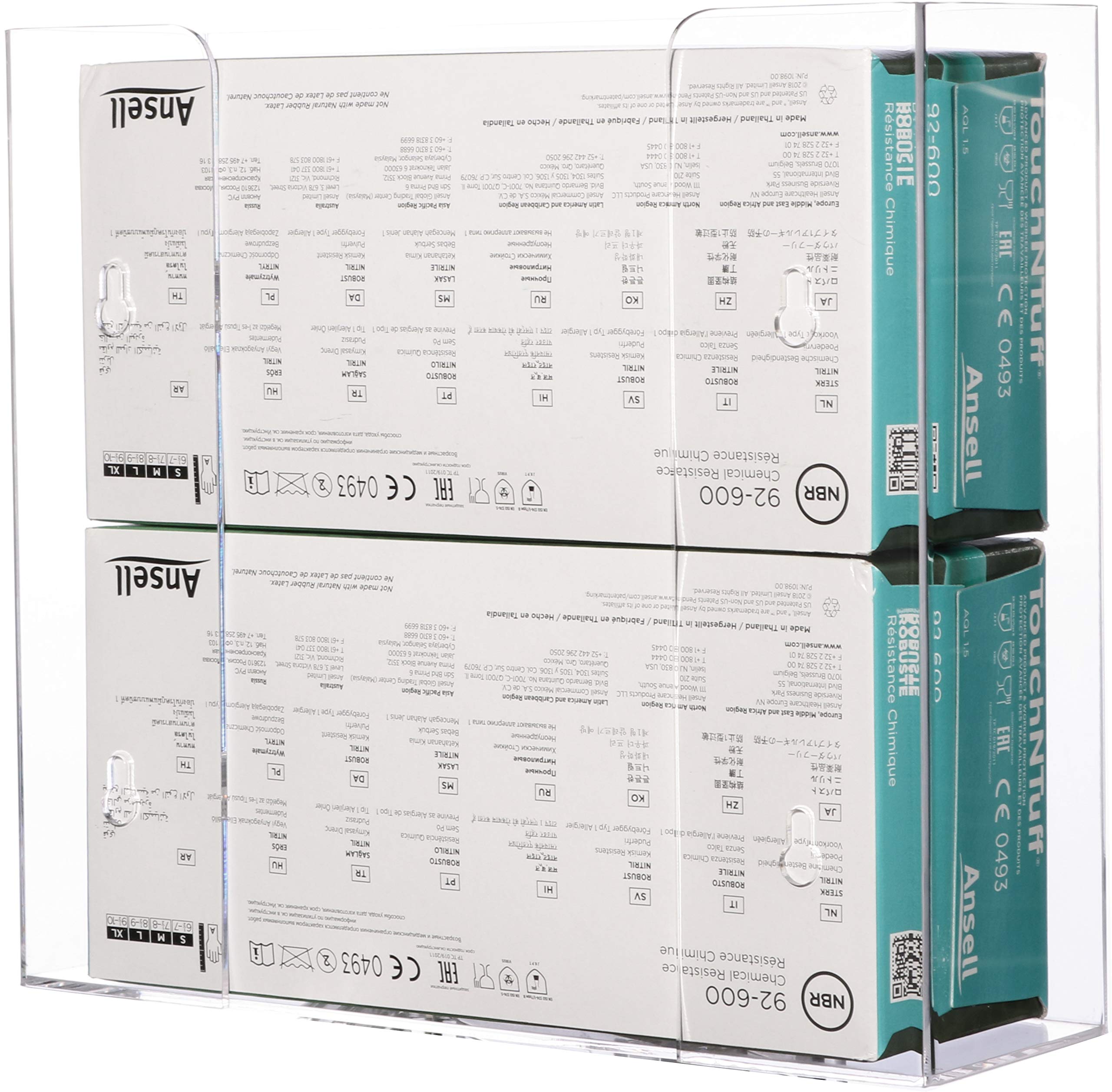 Cq acrylic Clear Wall Floating Glove Rack and Glove Box Dispenser Holder 10.2βx12.5βx3.5β Pack of 1