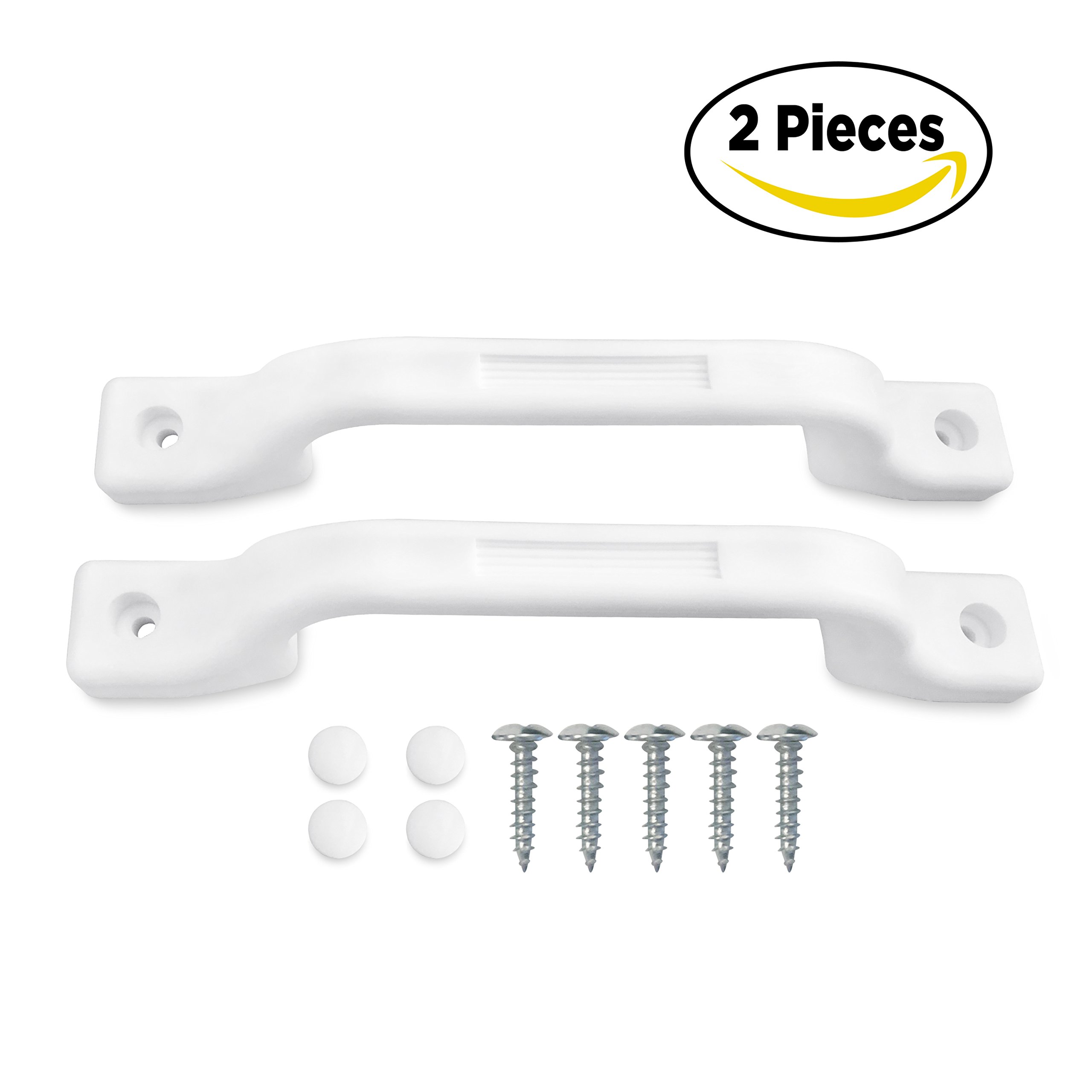 Camp'N RV Grab Handle - White Sturdy 2-Pack Plastic Handles with Mounting Hardware, Ideal RV Handrail for Campers, Adults, and Elderly Safety