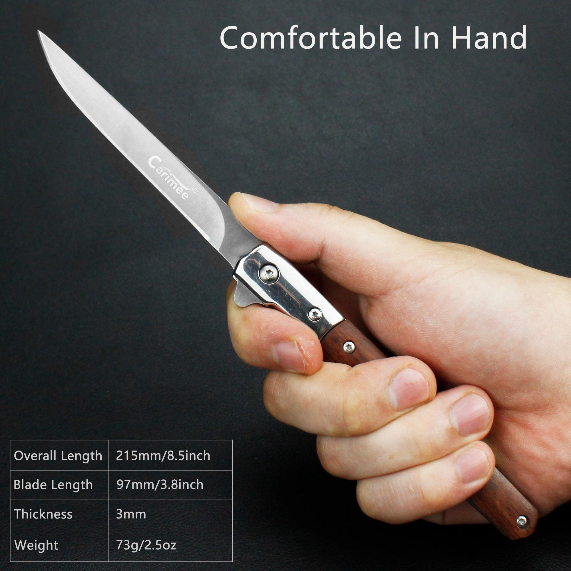 Carimee Slim Pocket Knife 4", Thick Blade Folding Knife - Perfect for Everyday Carry, Durable 7Cr17MoV Steel Blade, 2023 Gifts fo men women
