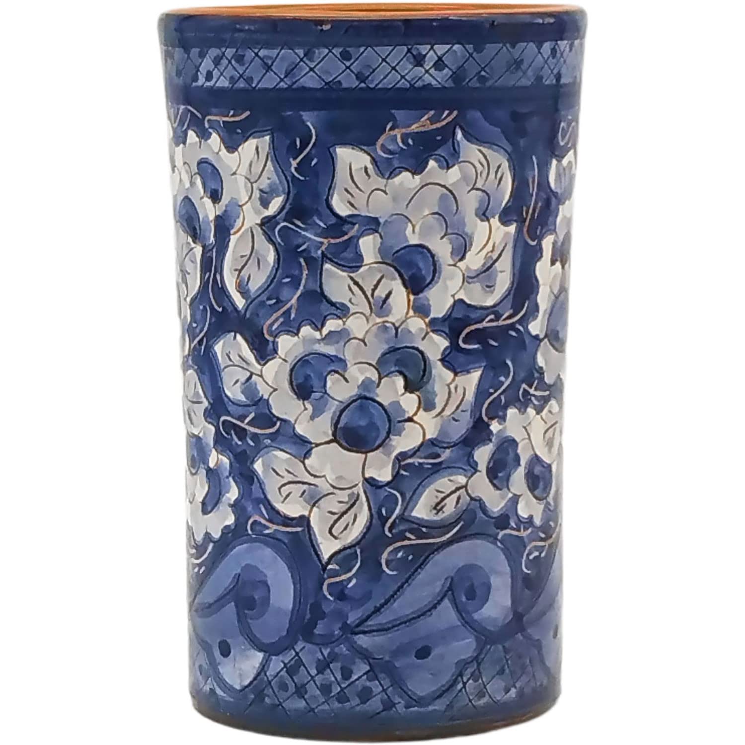 Hand Painted Portuguese Pottery Blue and White Kitchen Utensil Holder Blue White 255-355-455-BW Blue and White Ceramic Utensil Holder