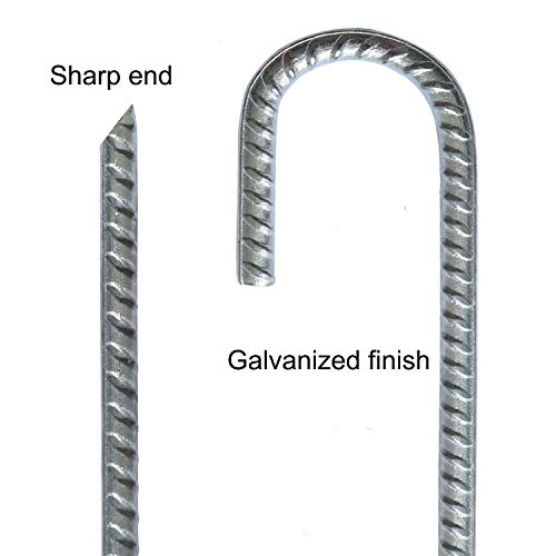AAGUT 8 Pack Galvanized Rebar Tent Stakes J Hook 12 Inch, Chain Link Fence Stakes Canopy Yard Landscape Garden Staples, Heavy Duty Metal Steel Ground Anchors