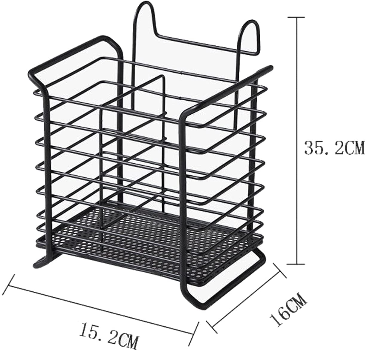 ceramic Utensil Caddy Iron Chopsticks Holder, Hanging Cutlery Drying Basket Draining Chopsticks Rack, Tableware Organizer Pen Holder chopstick holder (Color : Black)