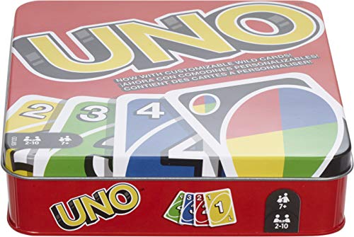 UNO Card Game, Gift for Kids and Adults, Family Game for Camping and Travel in Storage Tin Box [Amazon Exclusive]
