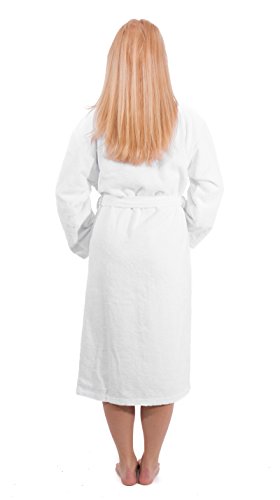Classic Turkish Towels - Luxury Terry Cloth Robe for Men and Women, 100% Turkish Cotton, Soft and Plush, Long Unisex Bathrobe (White, Small-Medium)