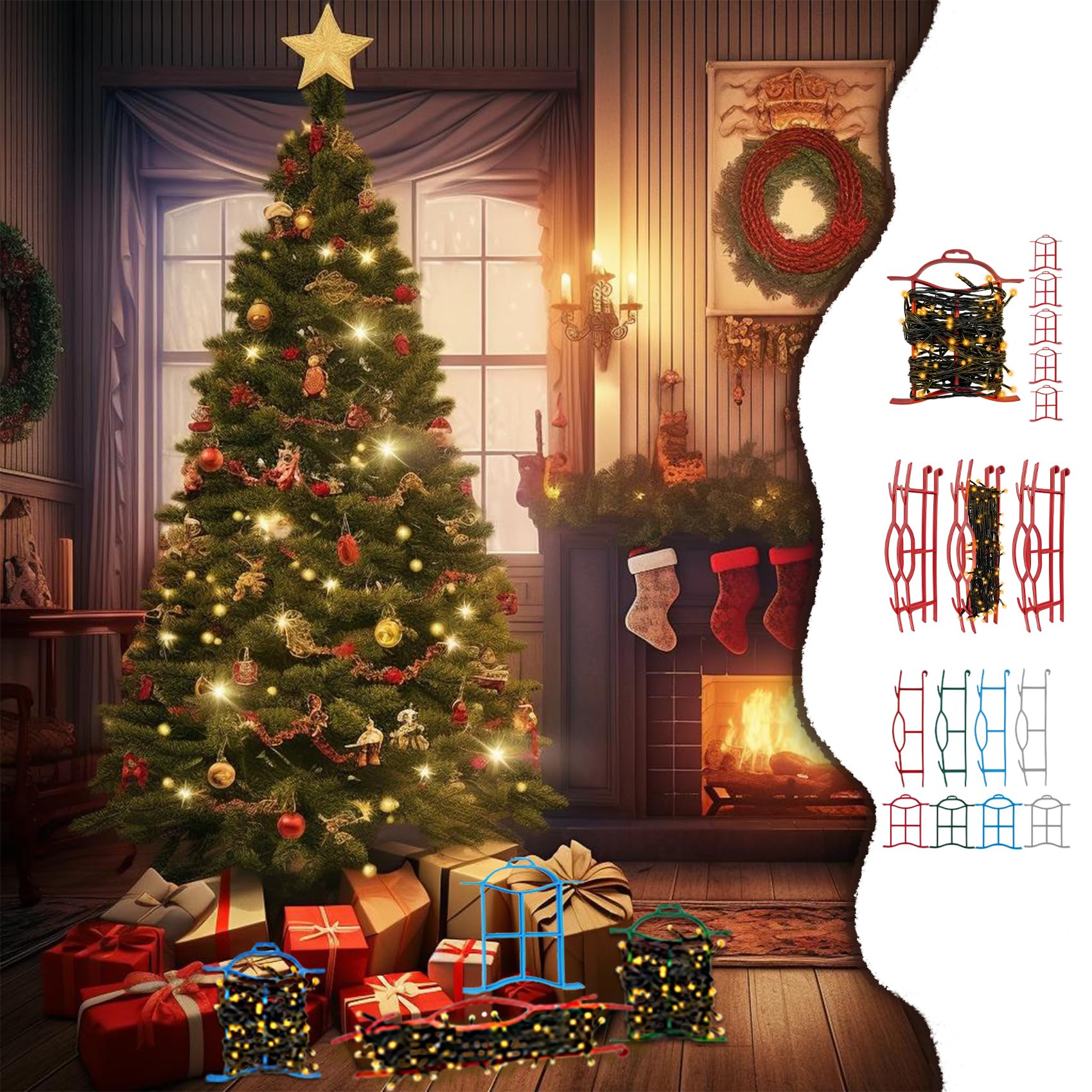 EDSRDUS Set of 6 Rope Winder, Strong & Hangable Light & Cord Wind Up Christmas Light Storage for Organizing Christmas Lights & Electric Cords, Each Holds Up to 98 ft (Green, 7inch x 8inch)