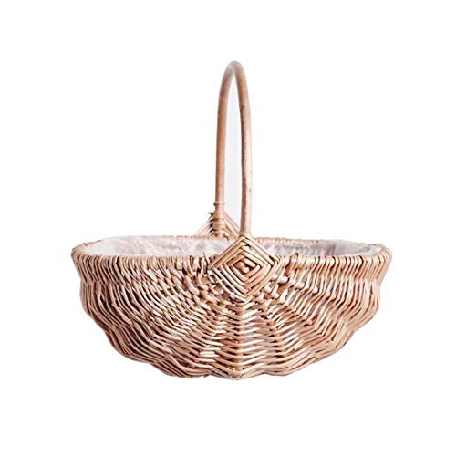 WYI Rattan Flower Basket, Handmade Wicker Planter Basket with Plastic Liner & Handle, Woven Storage Basket for Home Wedding Garden Decoration, Brown,S(445MWRMURZRG2O2814UOR)