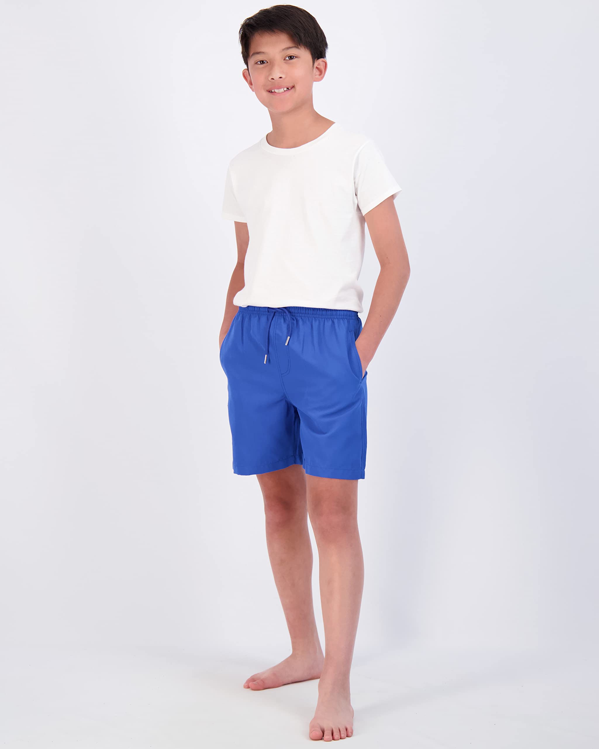 Real Essentials 3-Pack: Boys Swim Suit Board Shorts Kids Trunks Drawstring Short Beach Swimwear Boy Surf Summer Swimming Swimsuit Bathing Youth Little Quick Dry Pool Liner - Set 3, L (10/12)